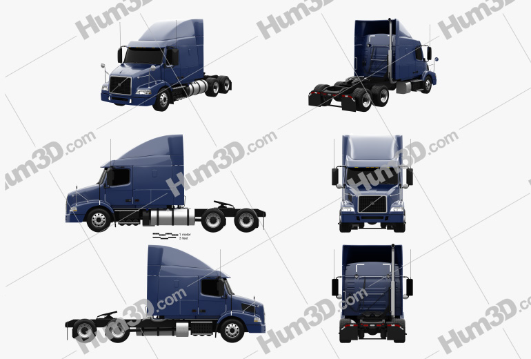 Volvo VNM (430) Tractor Truck 2017 Blueprint Template - 3DModels.org
