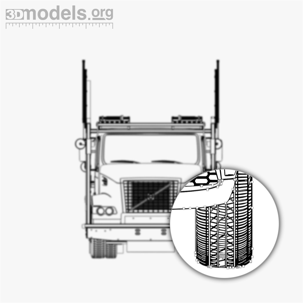 Volvo VAH 200 Autotransporter 2015 Vektor-Blaupause - 3DModels.org