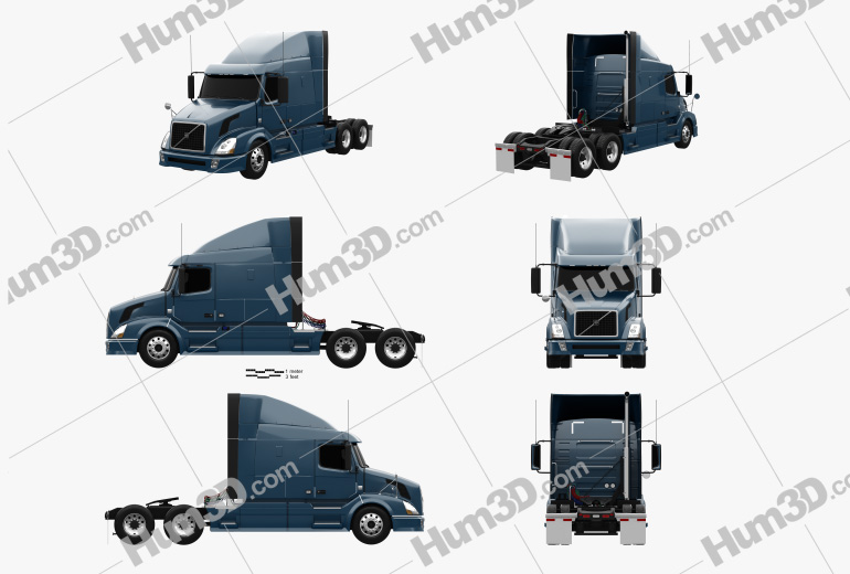 Volvo VAH (630) Tractor Truck 2017 Blueprint Template - 3DModels.org