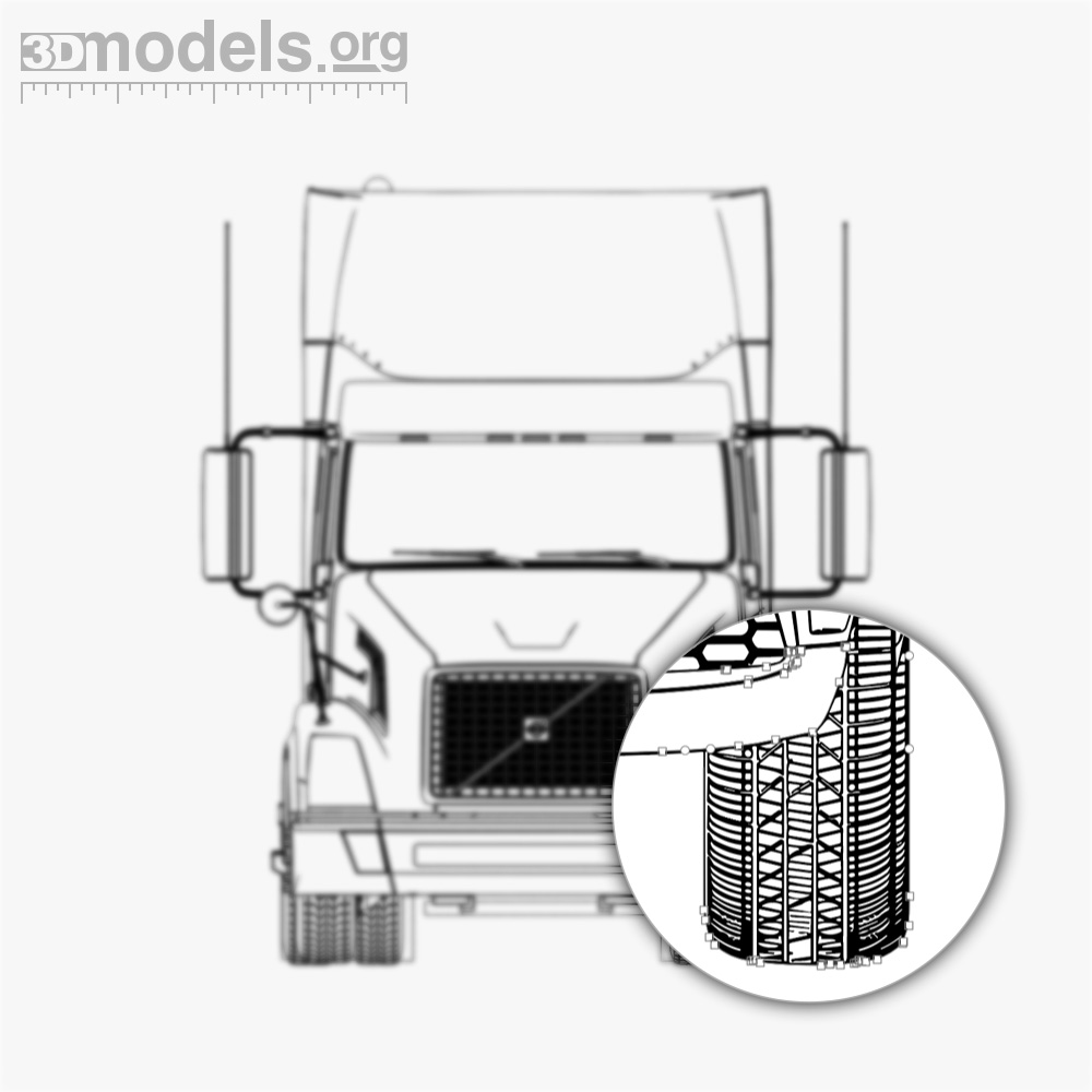Volvo VAH (630) Tractor Truck 2017 Vector Blueprint - 3DModels.org