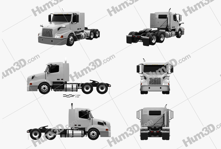 Volvo VNL WIA64T Day Cab Tractor Truck 2004 Blueprint Template ...