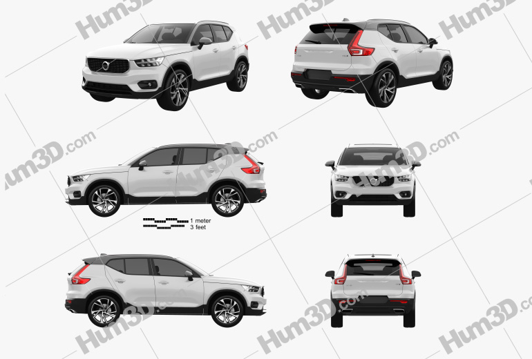 Volvo XC40 T5 R-Design 2020 Blueprint Template - 3DModels.org