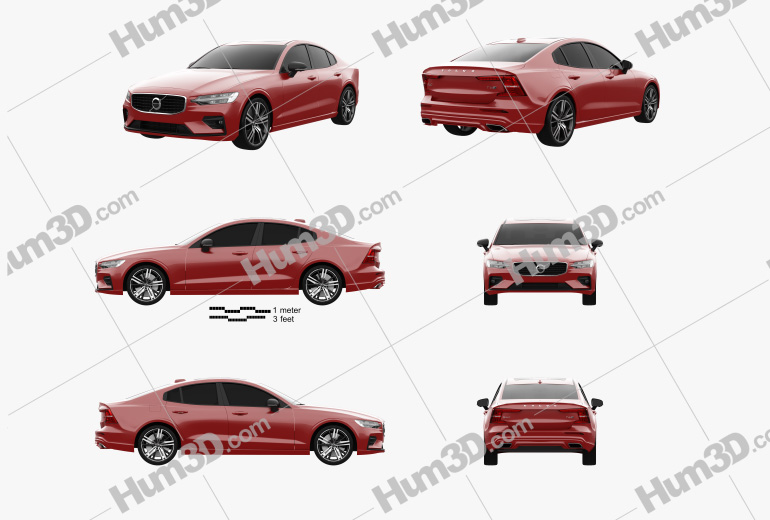 Volvo S60 T6 R-Design 2021 Blueprint Template - 3DModels.org