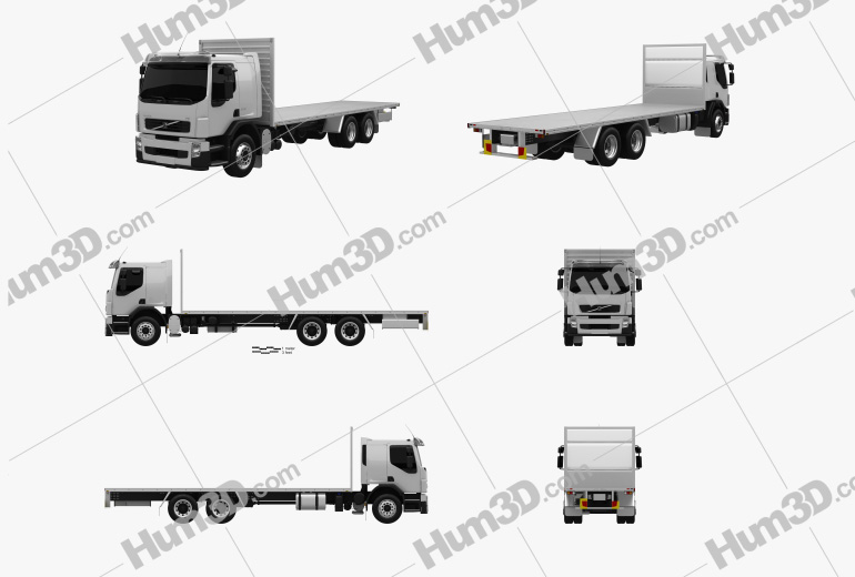 Volvo FE Flatbed Truck 2021 Blueprint Template - 3DModels.org