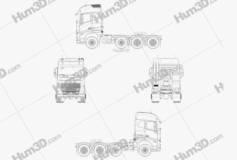 Volvo FH blueprints Download in PNG - 3DModels.org
