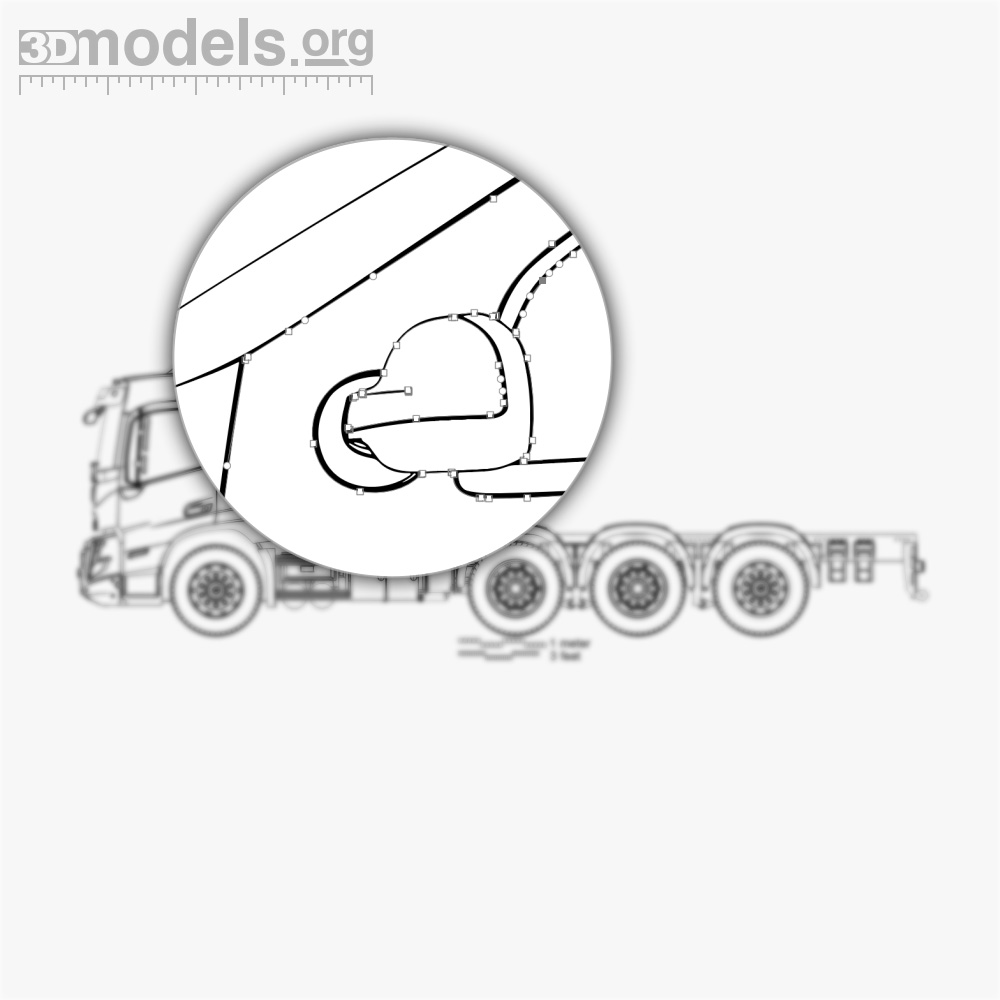 Volvo FMX Day Cab Chassis Truck 4-axle 2023 Vector Blueprint - 3DModels.org