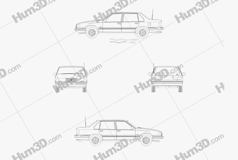Volvo 940 1998 Blueprint - 3DModels.org