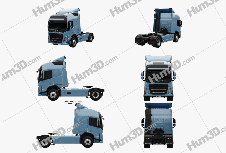 Volvo FM Tractor Truck 2022 Blueprint Template - 3DModels.org