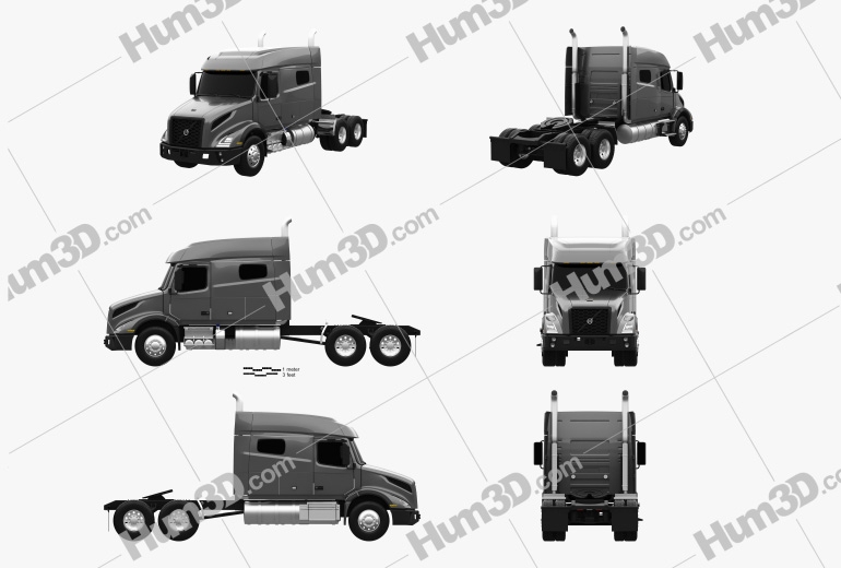 Volvo VNX 740 Tractor Truck 2022 Blueprint Template - 3DModels.org