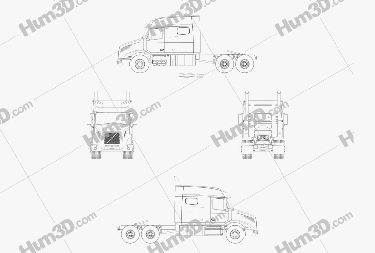 Volvo VNX 740 トラクター・トラック 2022 ブループリント - 3DModels.org