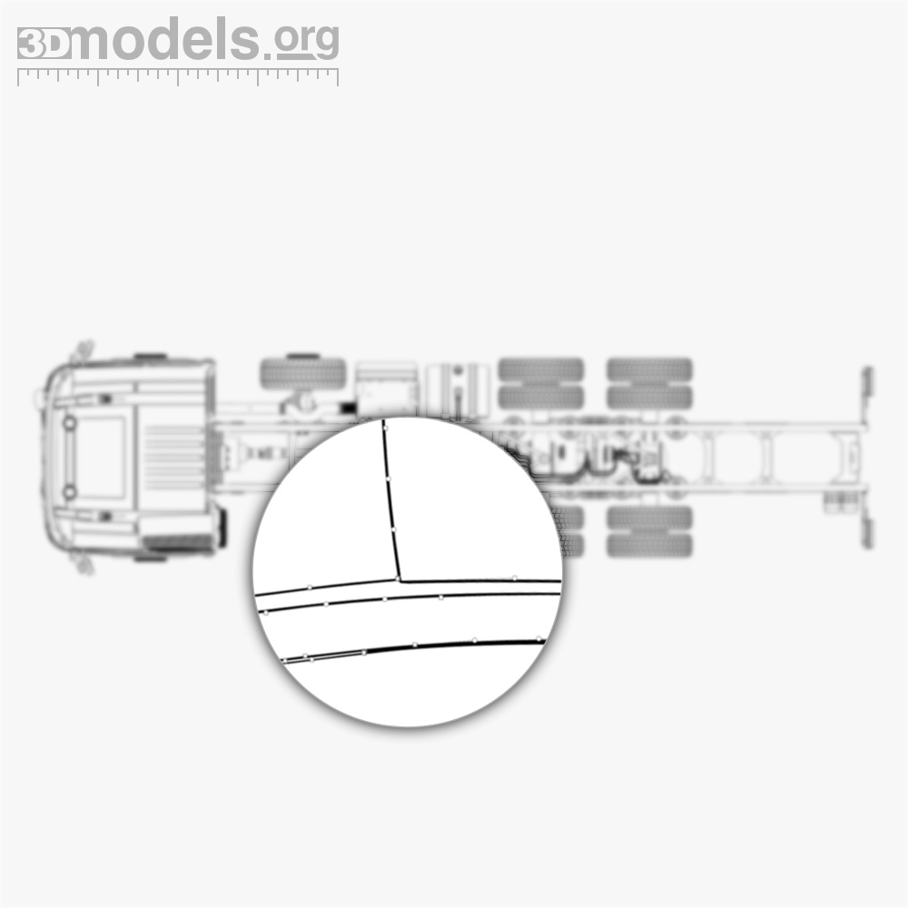 Volvo FH-540 Sleeper Cab Chassis Truck 4-axle 2024 Vector Blueprint ...