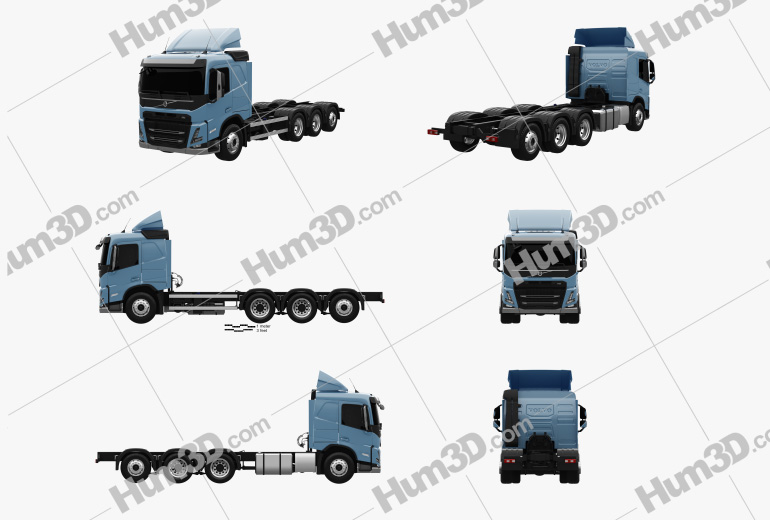 Volvo FM Chassis Truck 4-axle 2020 Blueprint Template - 3DModels.org
