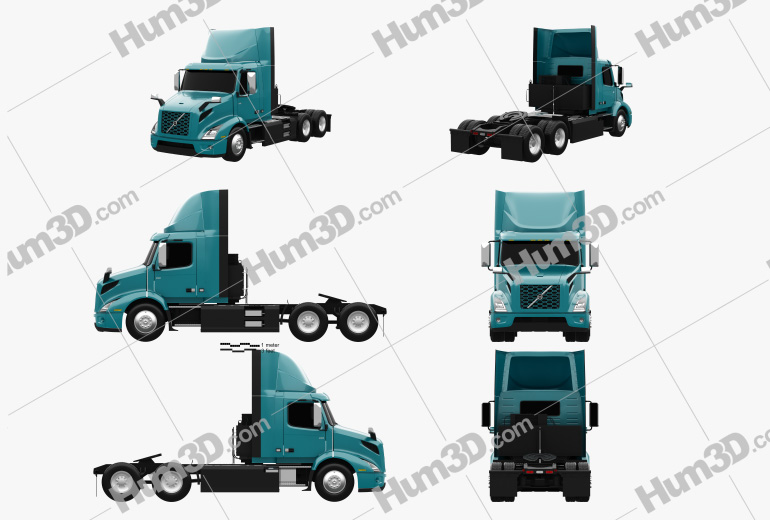 Volvo VNR Electric Tractor Truck 3-axle 2022 Blueprint Template ...