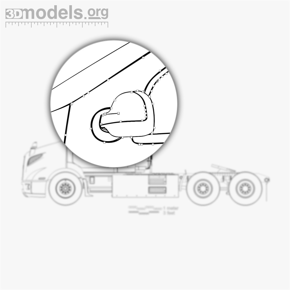Volvo VNR Electric Tractor Truck 3-axle 2025 Vector Blueprint ...