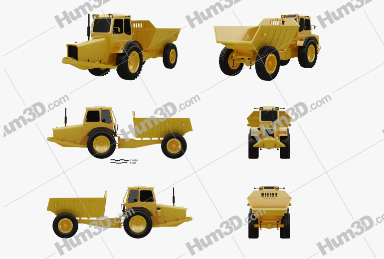 Volvo DR631 Articulated Hauler Truck 1966 Blueprint Template - 3DModels.org