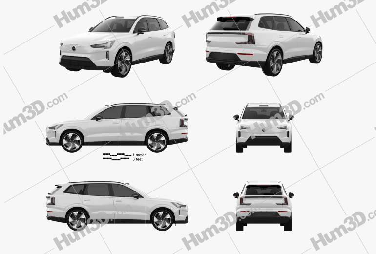 Volvo EX90 2023 Blueprint Template - 3DModels.org