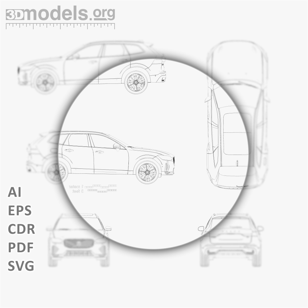 Volvo XC60 T8 2025 Vector Blueprint - 3DModels.org