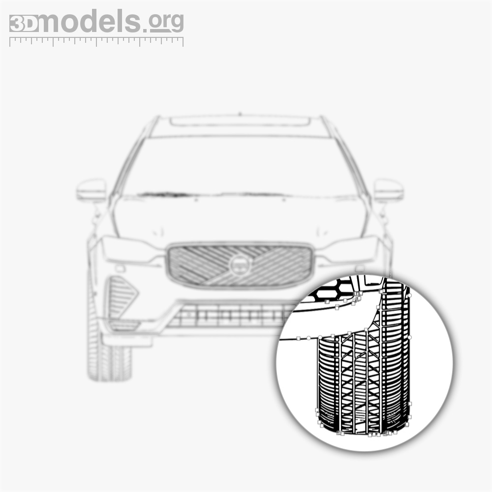 Volvo XC60 T8 2025 Vector Blueprint - 3DModels.org