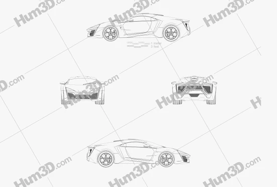 Supercar blueprints Download in PNG - 3DModels.org