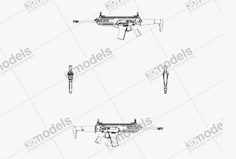 Beretta ARX 100 Tüfek ile Mermi TeknikÇizim - 3DModels.org