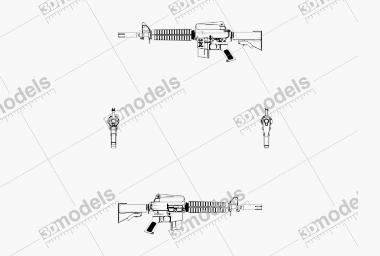 CAR-15 Commando Blueprint - 3DModels.org