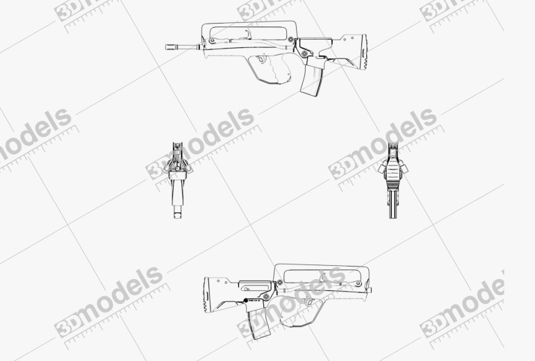 FAMAS G2 Blueprint - 3DModels.org