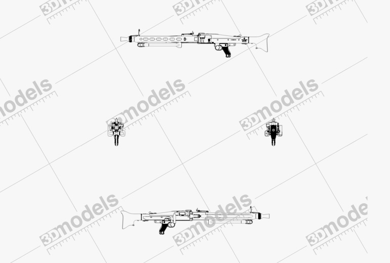 Rheinmetall MG3 machine gun Blueprint - 3DModels.org