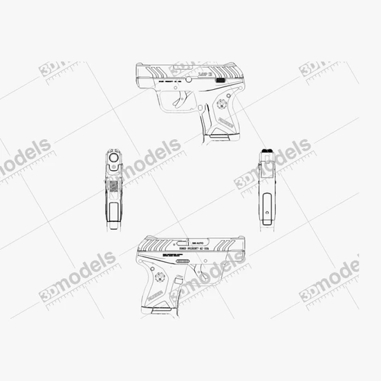 Pistol Blueprint Download in PNG - 3DModels.org