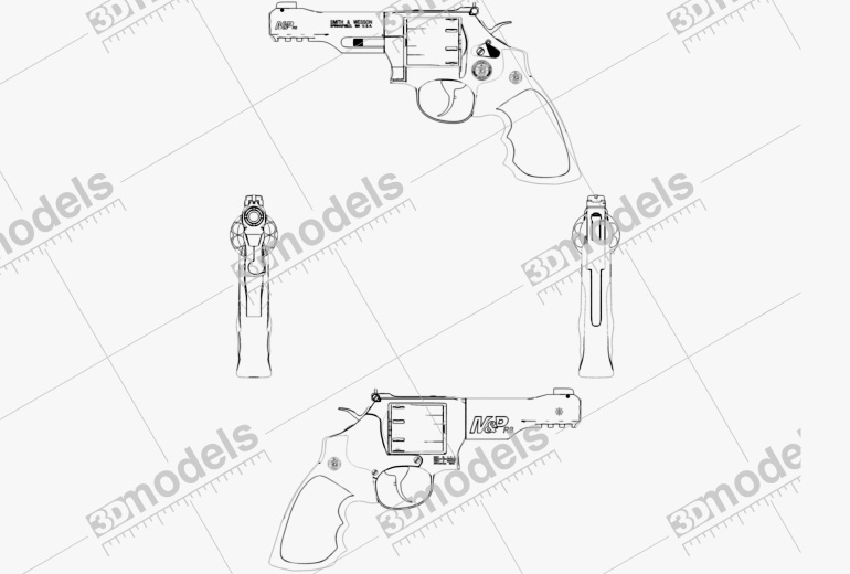 Smith & Wesson Model M&P R8 Blueprint - 3DModels.org