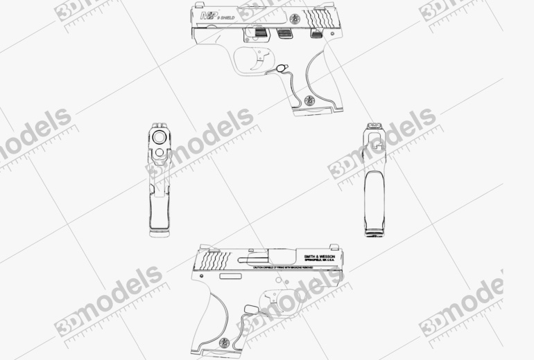 Smith & Wesson M&P SHIELD 9 Blueprint - 3DModels.org