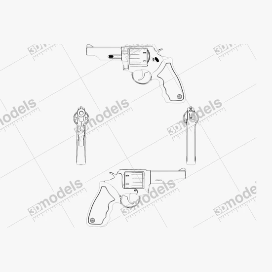 Revolver Blueprint Download in PNG - 3DModels.org