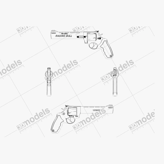 Revolver Blueprint Download in PNG - 3DModels.org