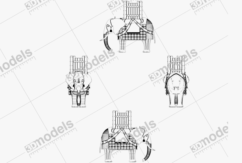War Elephant Blueprint - 3DModels.org