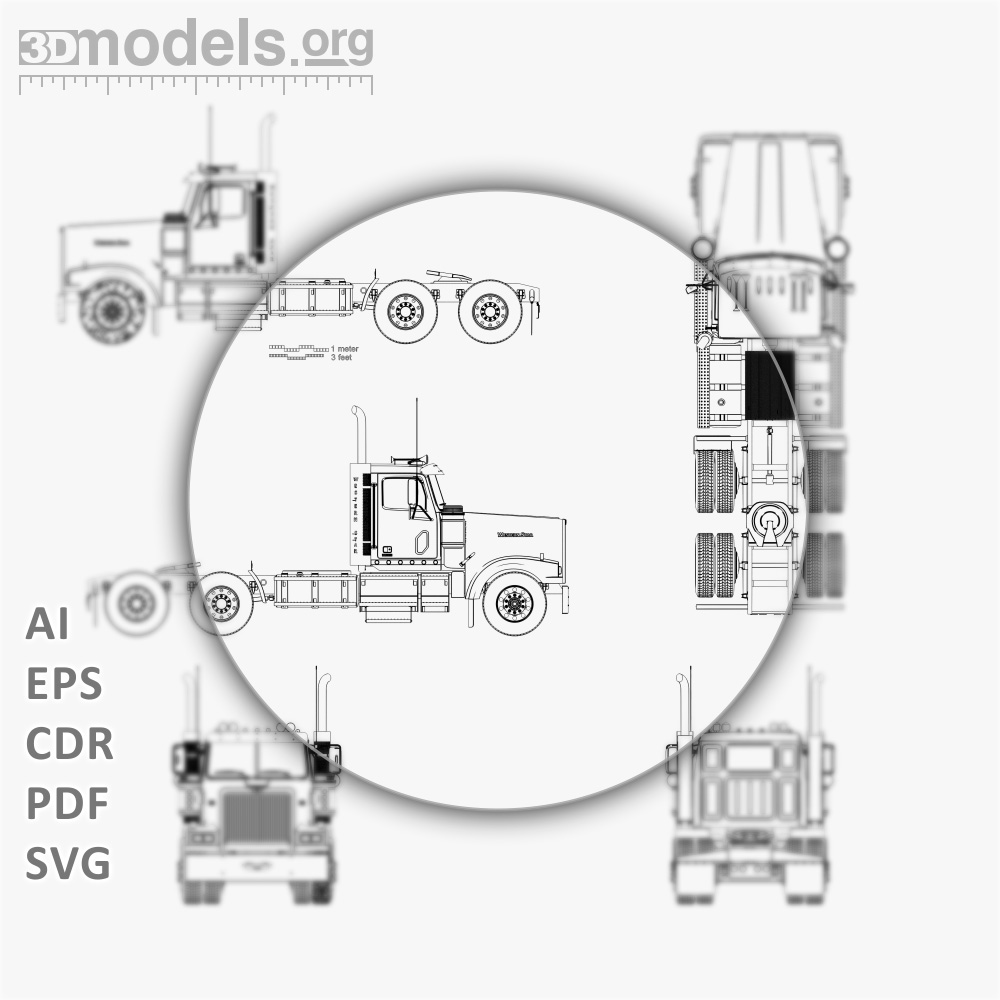 Western Star 4900 SF EX Day Cab Camion Tracteur 2019 Plan Vectoriel ...