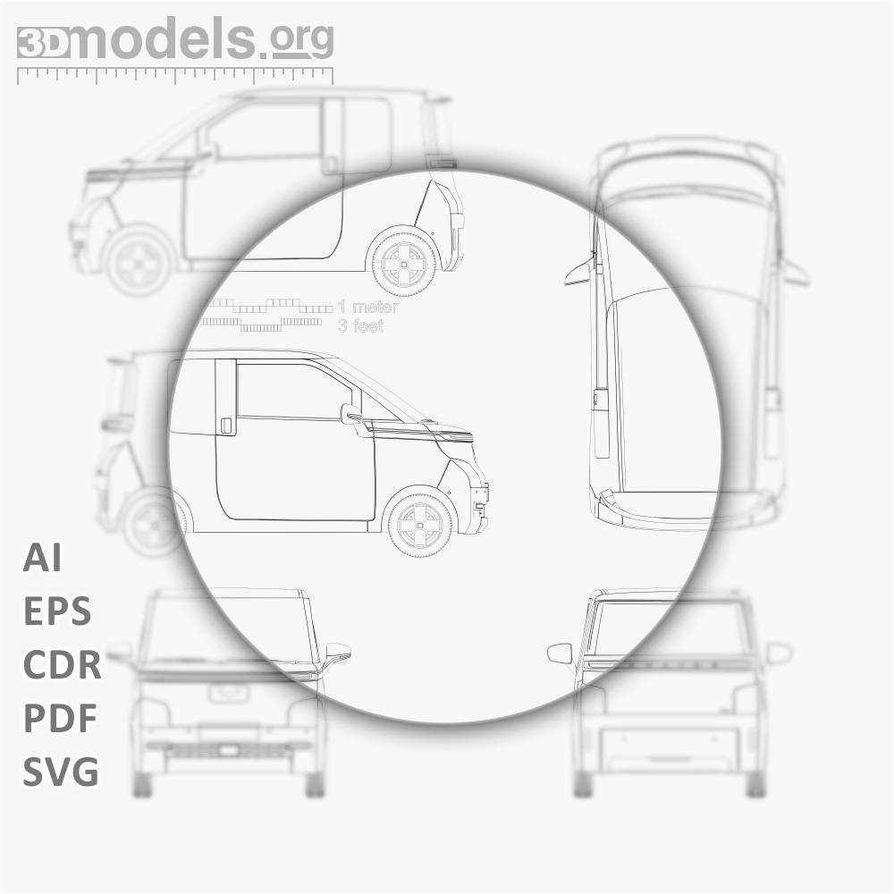Wuling Air EV 2025 Vector Blueprint - 3DModels.org