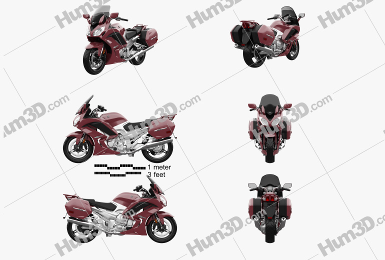 Yamaha FJR1300 ES 2013 Blueprint Template - 3DModels.org