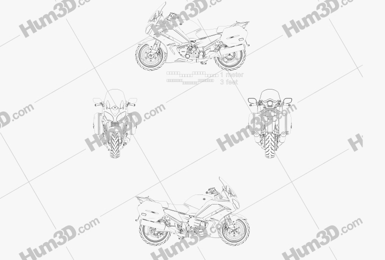 Yamaha FJR1300 ES 2013 Чертеж - 3DModels.org