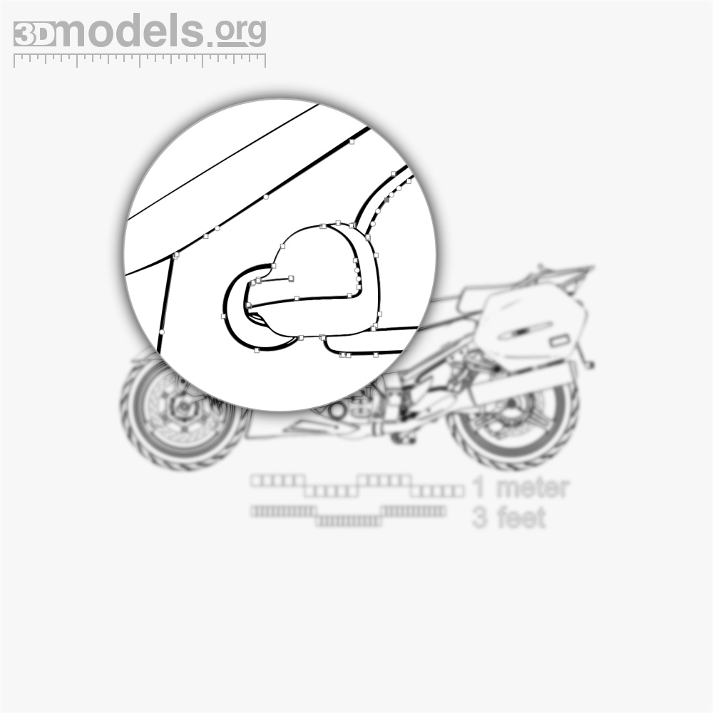Yamaha FJR1300 ES 2013 Vector Blueprint - 3DModels.org