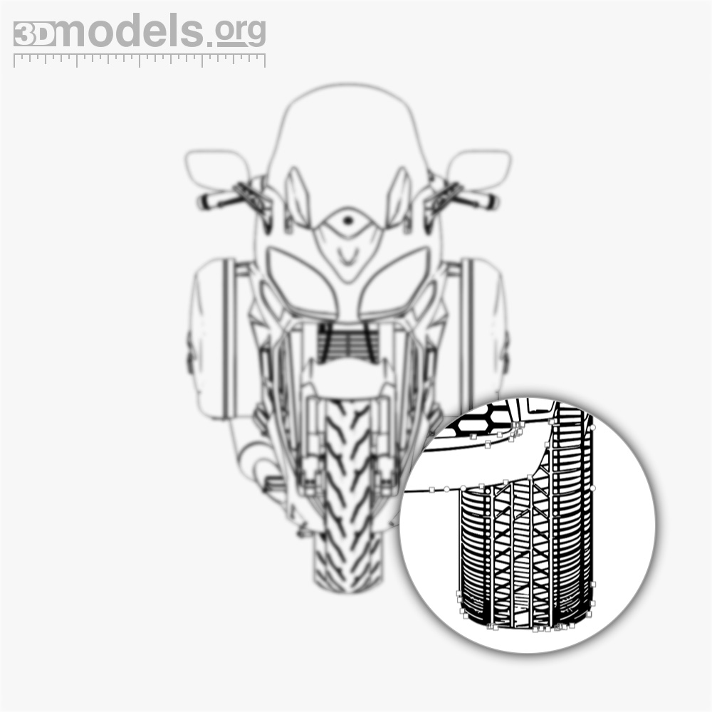 Yamaha FJR1300 ES 2013 Vector Blueprint - 3DModels.org