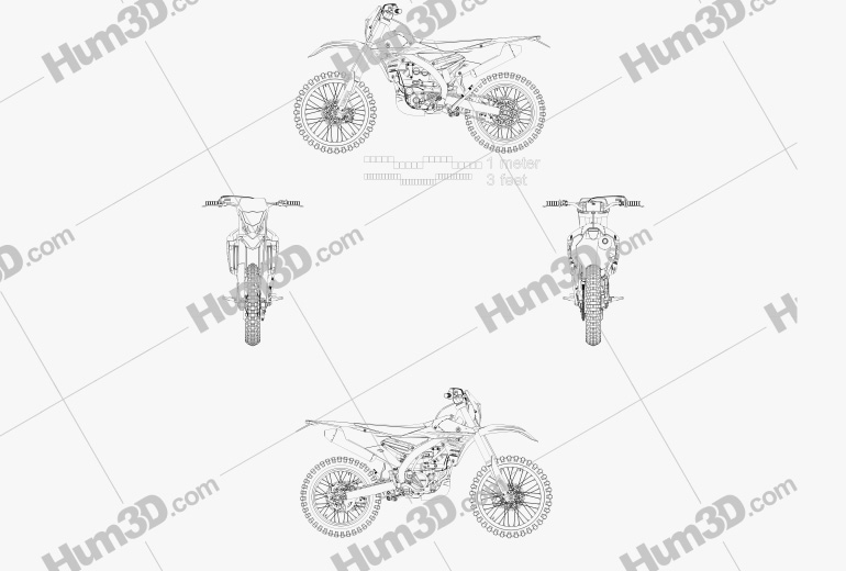 Yamaha WR250F 2015 Blueprint - 3DModels.org