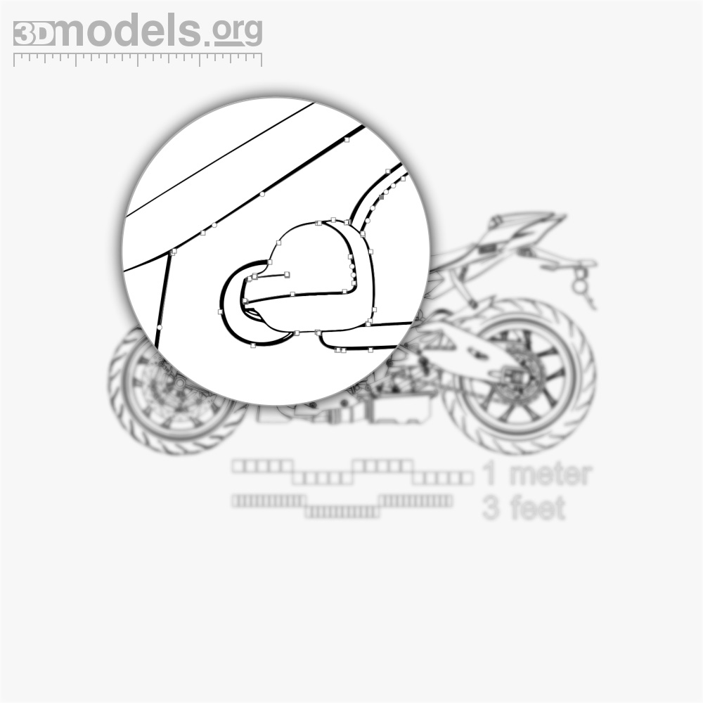 Yamaha YZF-R1M 2015 Vector Blueprint - 3DModels.org