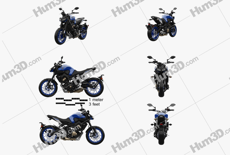 Yamaha MT-09 2017 Blueprint Template - 3DModels.org
