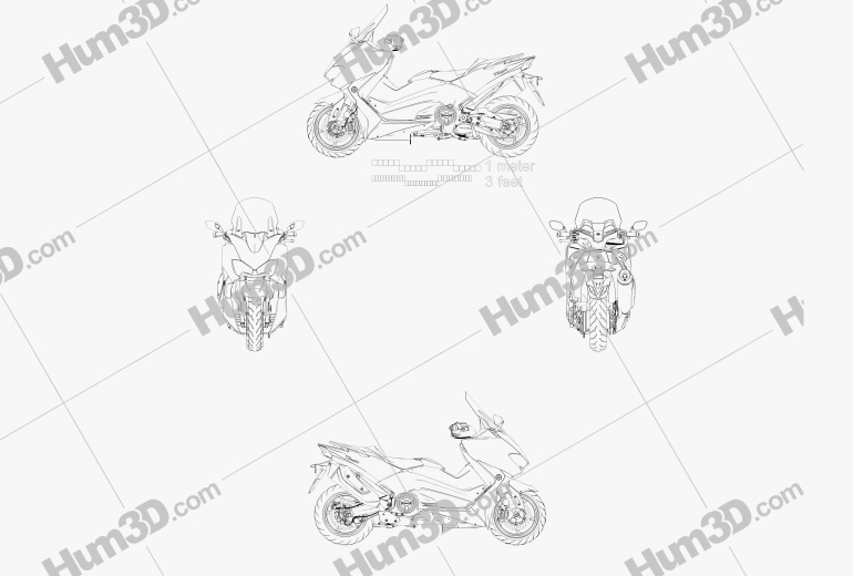 Yamaha TMAX 2017 Blueprint - 3DModels.org