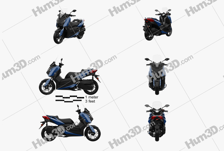 Yamaha X-MAX 300 2018 Blueprint Template - 3DModels.org