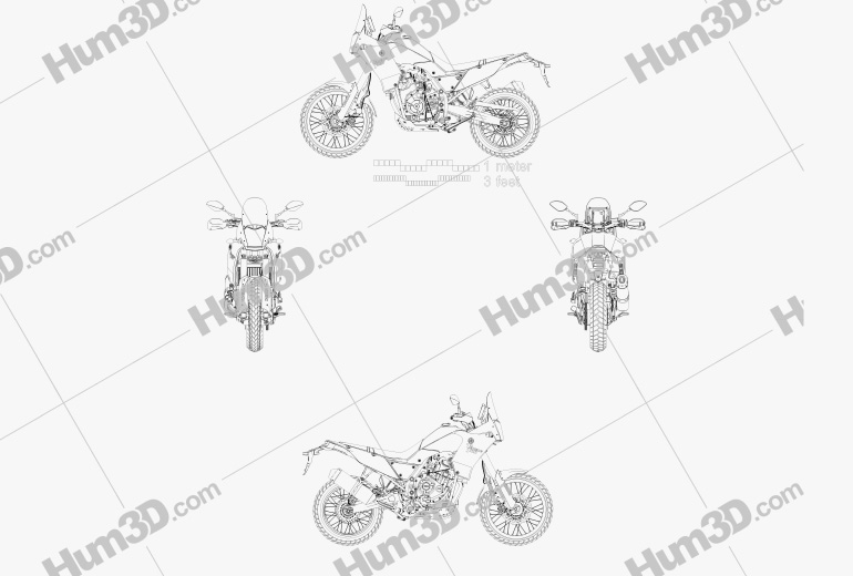 Yamaha Tenere 700 2021 Blueprint - 3DModels.org