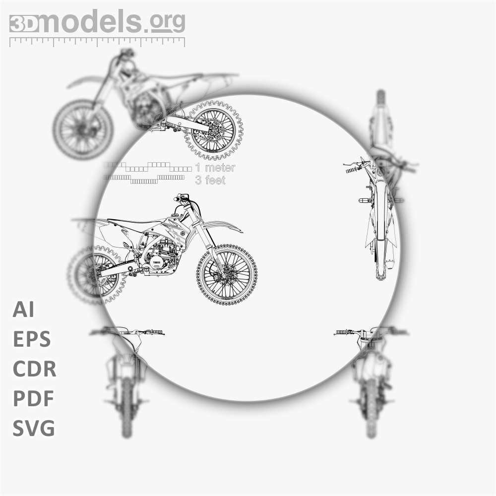 Yamaha YZ450F 2007 Vector Blueprint - 3DModels.org