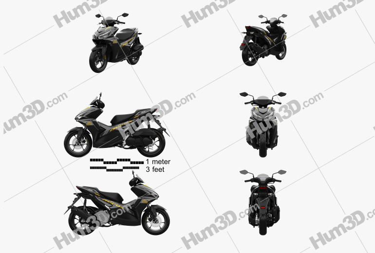 Yamaha Aerox 155 2021 Blueprint Template - 3DModels.org