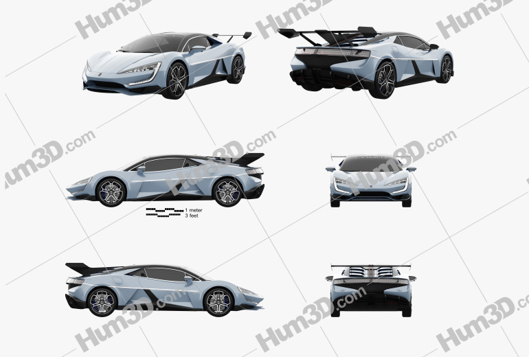 Yangwang U9 2023 Blueprint Template - 3DModels.org