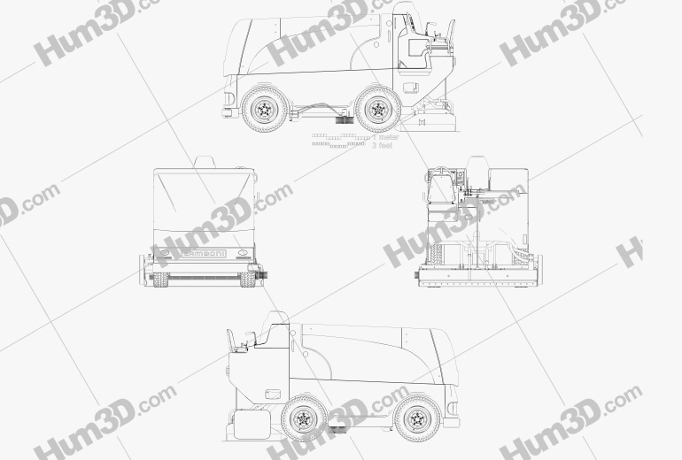 Zamboni Model 650 Electric Ice resurfacer ブループリント - 3DModels.org