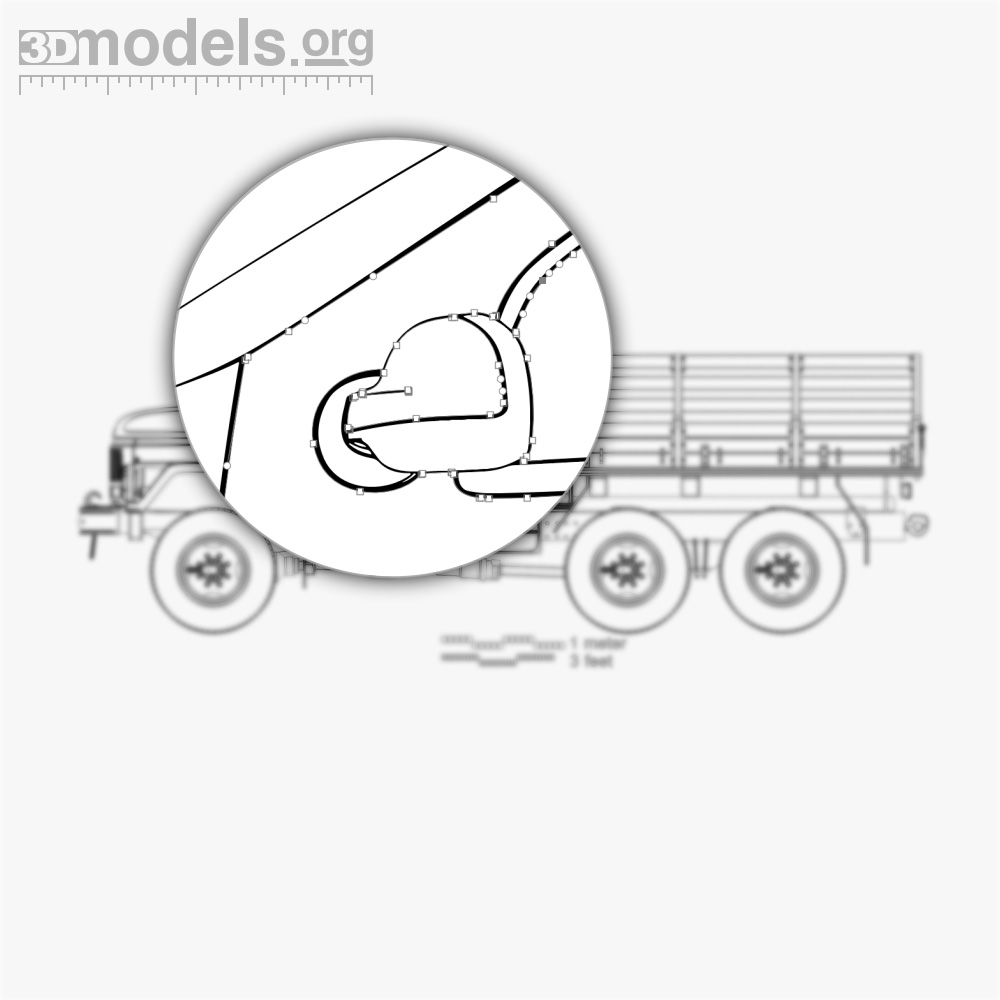 ZIL 131 Flatbed Truck 1966 Vector Blueprint - 3DModels.org